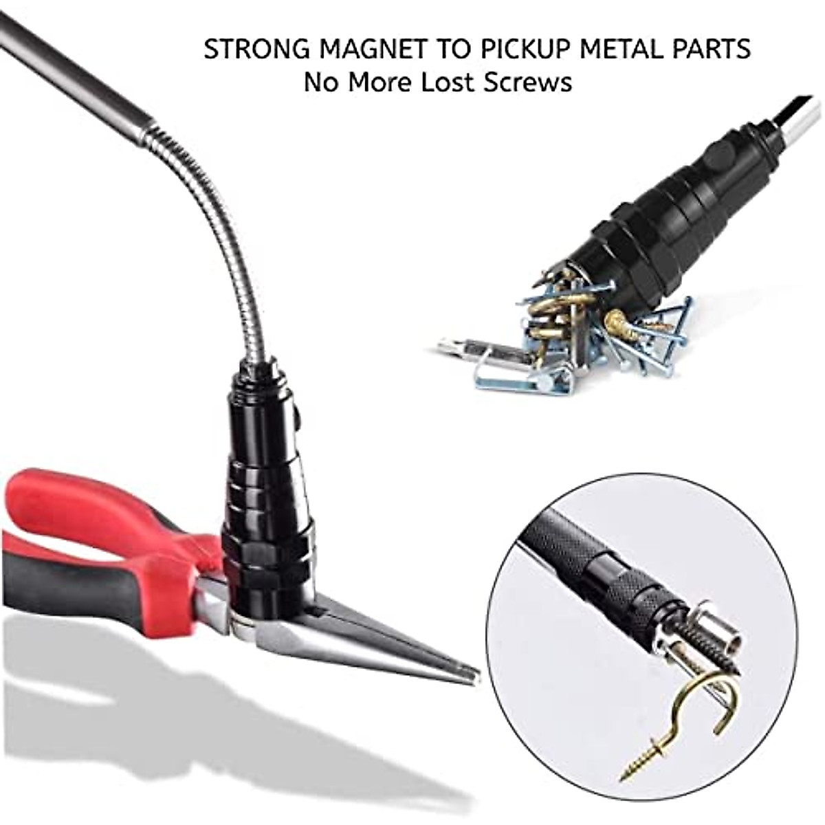 LED Magnetic Pick Up Tool,Extensible Led Flashlights,Perfect Mechanic pick-up tools gifts for men, Valentines Day gifts