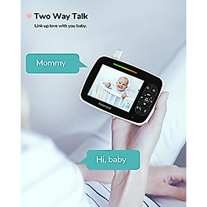 Kidsneed Baby Monitor - 3.5 Inch Video Baby Monitor with Remote Control Pan& Tilt &Zoom Camera, Two-Way Audio, Night Vision, Temperature Monitoring, Lullabies, 960ft Long Range