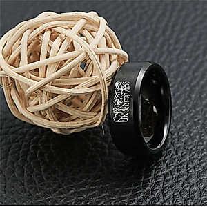 The Messenger of Allah Ring Stainless Steel Arabic Calligraphy Islamic Allah Matte Finger Ring Arab Muslim Religious Name of God Amulet Wedding Band for Anniversary Birthday, Size 10