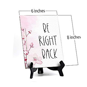 Be Right Back Table Sign with Easel, Floral Vine Design (6 x 8)