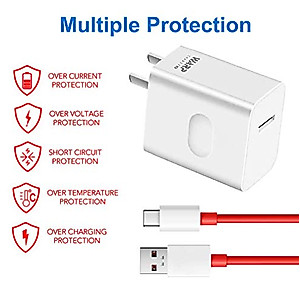 ChiChiFit Warp Charger,30W Quick Rapid Charge Power AC Wall Adapter [5V 6A] with USB-C Fast Charging Data Cable（3.3FT Compatible with OnePlus 8/7Pro/ 6T/ 6/ 5T/ 5/ 3T/ 3 (White)