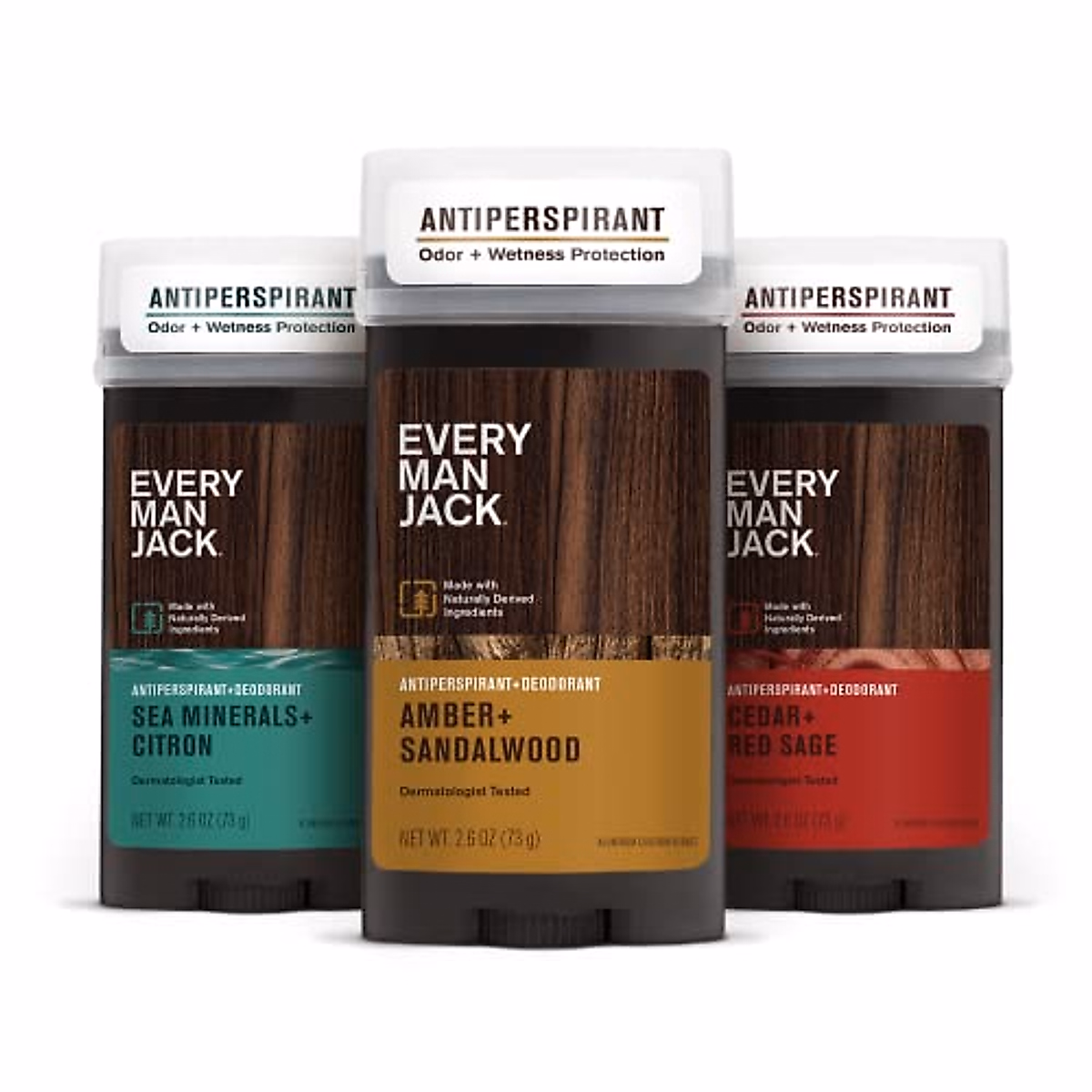 Every Man Jack Men’s Antiperspirant Deodorant Variety Set - Stay Fresh with Antiperspirant Men’s Deodorant - Odor Crushing, Long Lasting, Plant-Based, and No Harsh Chemicals - 2.6 oz - 3 Pack