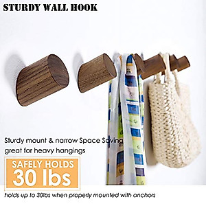 Felidio Wall Hooks, Natural Wood Coat Hooks Wall Mounted (2 Pack) - Rustic Wall Coat Rack Hat Hooks Robe Hook Entryway Wall Hangers Heavy Duty Hooks for Hanging Towels (Black Walnut)
