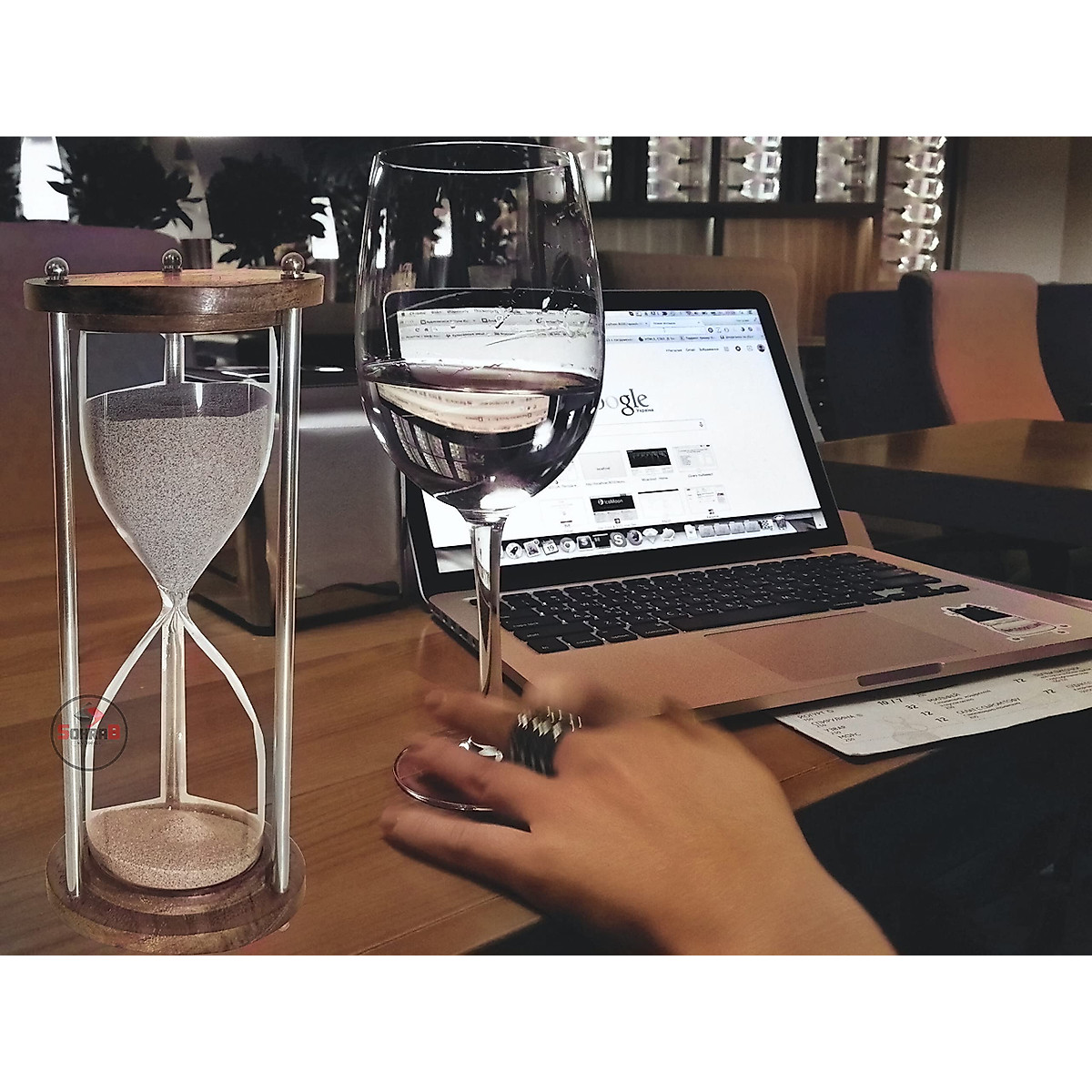 Rosewood Brass Hourglass with Qoute 7 inches 30 Minute Sand Timer | Sand Clock | Timer with Sparkling Natural Sand for Home & Kitchen Office Table Desk