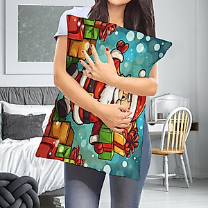 MaSiledy Funny Santa Claus Carrying Gifts Cushion Covers 16 "x24 Merry Christmas Winter Xmas Decorative Cushion Cover Pillowcase Zippered Pillow Case Couch Pillows for Sofa Bedroom Home Decorative