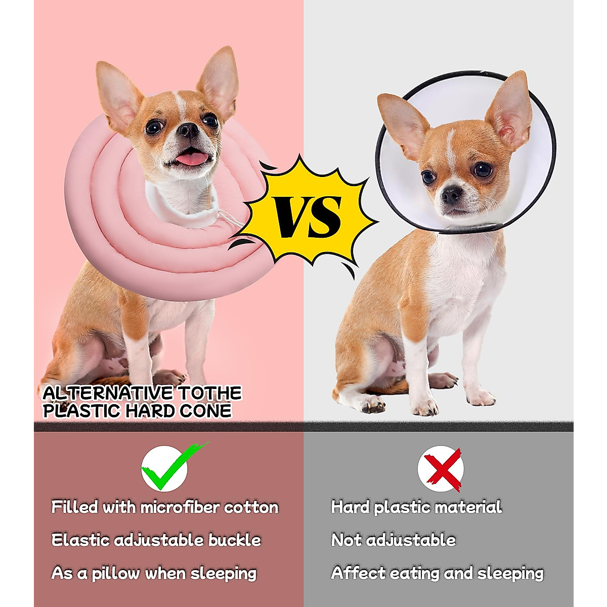 Soft Dog Cones, Recovery Dog Donut Collar After Surgery-Cone of Shame Alternative, Pet Elizabethan E-Collar Anti-Bite Lick Wound Healing Adjustable for Small Large Medium Dogs-BARDIMIES