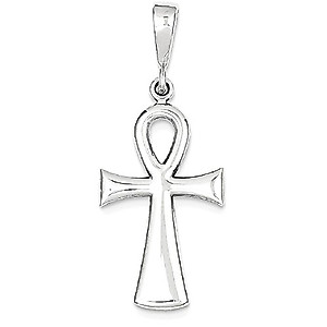 IceCarats 14K White Gold Egyptian Ankh Holy Cross Symbol of Life Ancient Necklace Religious Pendant Jesus Christ Charm 36mm x 15mm Only
