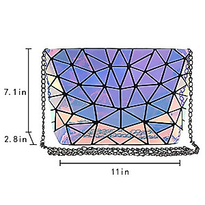 Goclothod Handbag Fashion Holographic Laser Shoulder Bag Geometric Envelope Clutch Chain Crossbody Purse for Women (Iridescent)