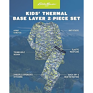 Eddie Bauer Thermal Underwear For Kids - 2 Piece Performance Base Layer Underwear Set For Boys and Girls (5-16), Size 10-12, Lime Green