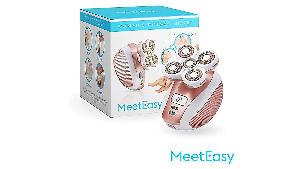 Meeteasy Electric Leg Shaver for Women - Painless Hair Removal (Gold)