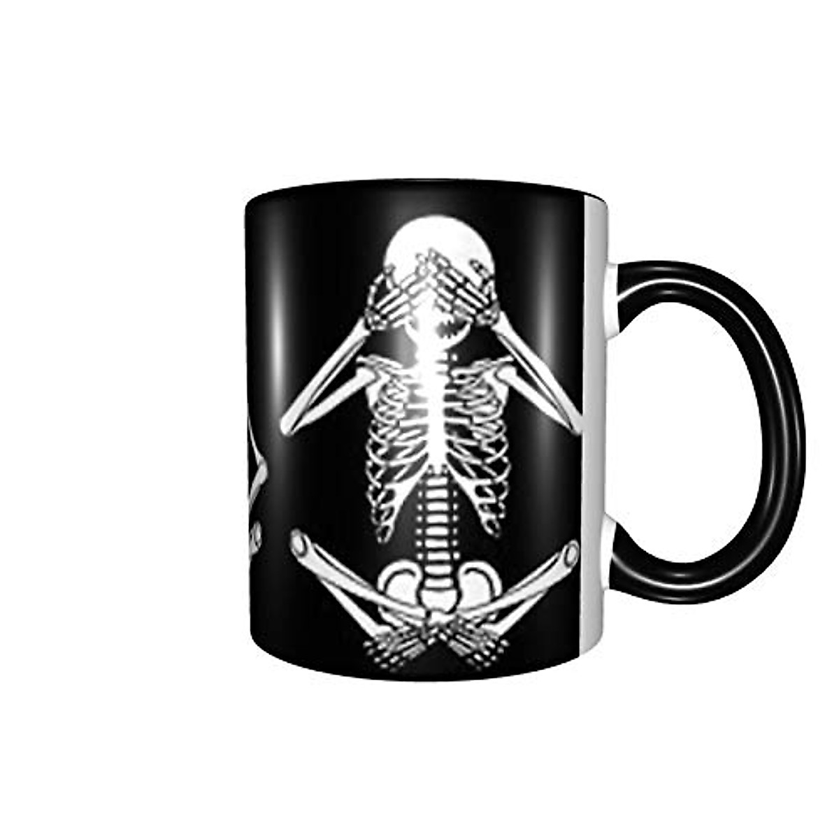 Halloween Skeleton Ceramic Coffee Mug Tea Cup for Office Home Gift to Family Friend Black Funny Skull