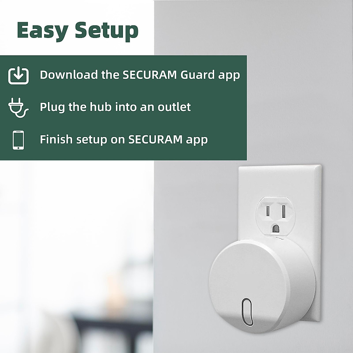 SECURAM Smart Hub, Wi-Fi Bridge for SECURAM Touch Smart Lock Deadbolt with Fingerprint for Remote and Voice Control, Works with iOS and Android