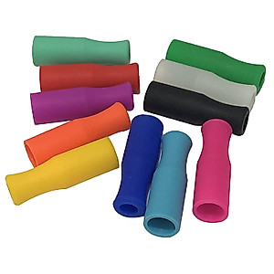 Super Big Large Straws Silicone Tips 11pcs Food Grade Reusable Straw Tips Only Fit for 1/2 Inch Wide (12mm Diameter) Stainless Steel Straws and Smoothie Glass straws