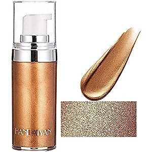 Go Ho Face Body Illuminator,Liquid Highlighter Makeup Moisturizing Face Luminizer,Waterproof Smooth Liquid Spray Shine Shimmer Glow Foundation - Bronzer Body & Face(#3 Bronzer Golden)
