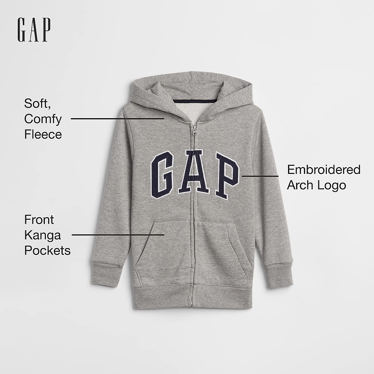 GAP boys Logo Hoodie Zip Sweatshirt, Blue Galaxy, Medium US