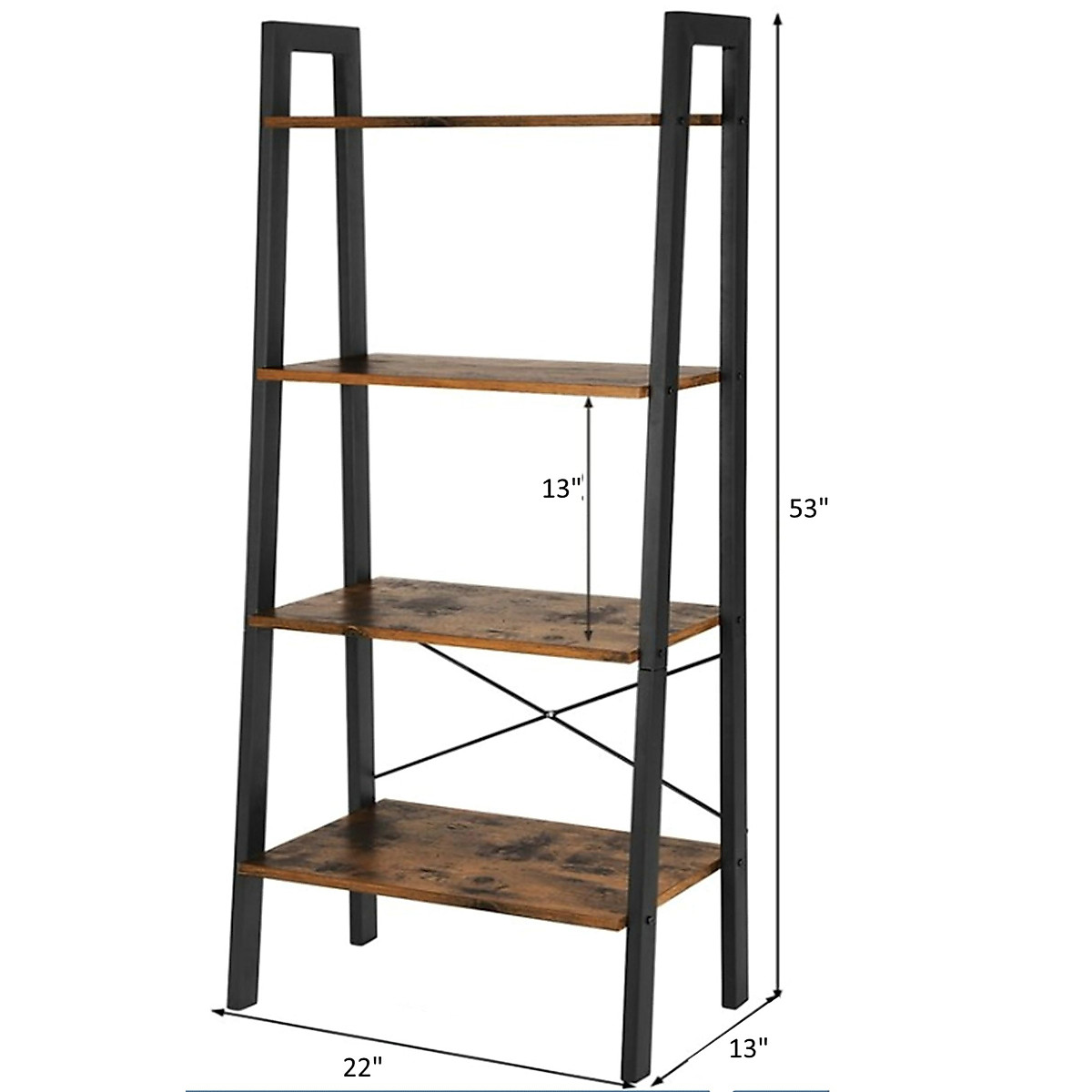 Aienid Solid Wood Black Bookshelf 5 Tier Modern Ladder Bookshelf Organizers, Metal Frame Bookshelf for Small Spaces in Your Living Rooms, Office Furniture Bookcase