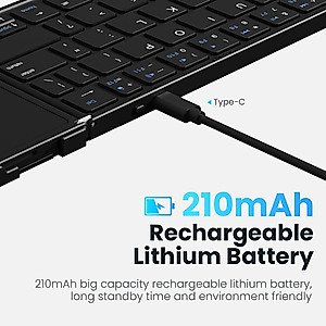 Blesid Foldable Bluetooth Keyboard with Number pad, Seamless, Ultra Light(8.3oz) Full Size Folding Wireless Keyboard with Numeric keypad, Windows, Mac OS, iOS, Android, Tablets, Laptops, PC