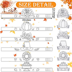 Sumind 24 Pieces Color Your Own Thanksgiving Crowns Thanksgiving Craft for Kids Turkey Paper Hat for Sunday School Thanksgiving Activity (Classic)