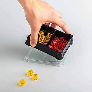 UniqTraySystem 5-Pack Token Two-Cell Box for Board Game Pieces, Meeples, Dice, Tokens (5 modular trays with a transparent removable lid)