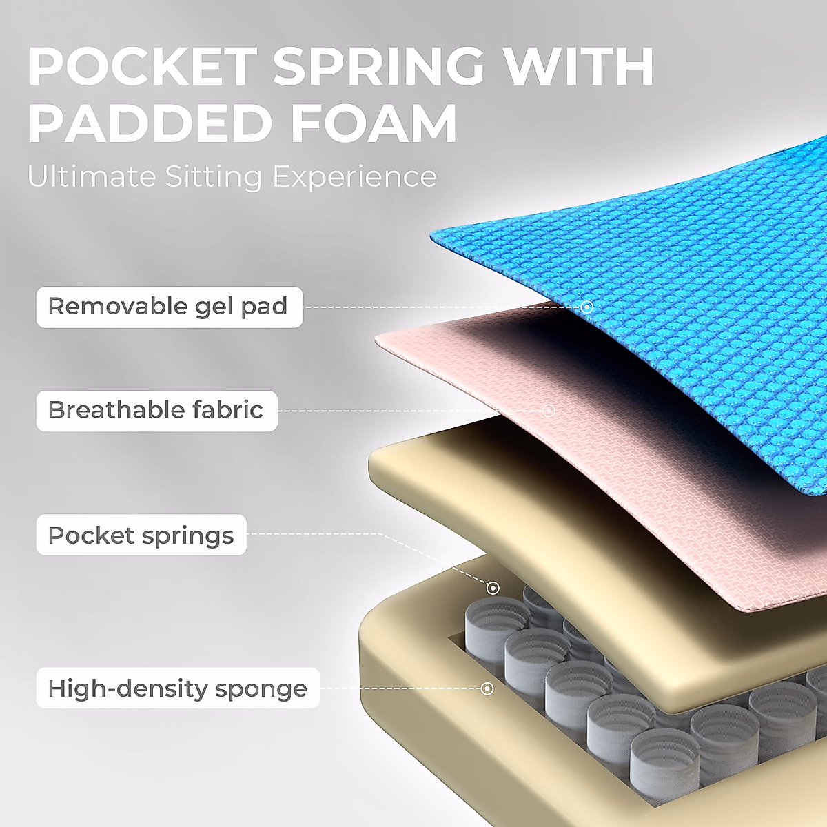 Dowinx Gaming Chair Breathable Fabric Computer Chair with Pocket Spring Cushion, Comfortable Office Chair with Gel Pad and Storage Bag,Massage Game Chair with Footrest,Pink