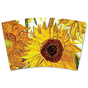 Mugzie "Van Gogh: Sunflowers" Stainless Steel Travel Mug with Insulated Wetsuit Cover, 20 oz, Black