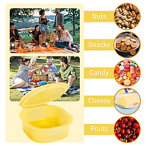 Silicone Cheese Container for Refrigerator, Yellow Sliced Cheese Container Holder Cheese Storage Keeper for fridge, Snack Food Storage Container Box, 7oz Bowl with Lid Stackable Dishwash-safe