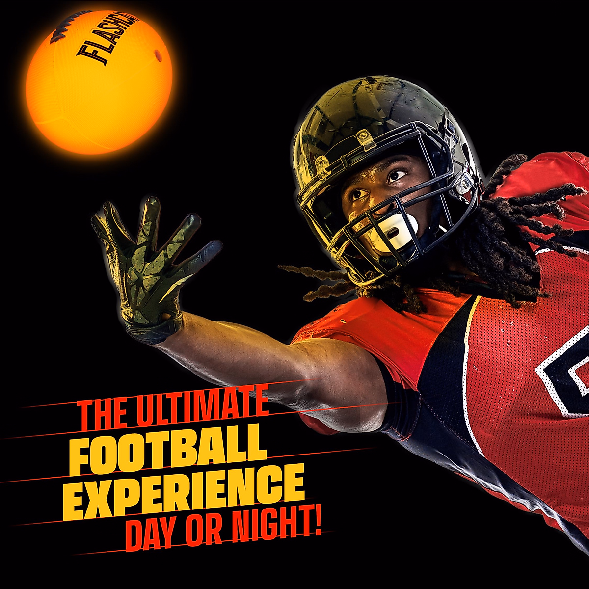 Light Up Football - Glow in the Dark Ball - NO 6 - Outdoor Sports Birthday Gifts for Boys 8-15+ Year Old - Kids Teenage Youth Easter Gift Ideas Activity - Boy Toys Stuff Ages 8 9 10 11 12 13 14 15