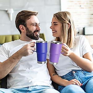 HASLE OUTFITTERS 20oz Tumbler with Handle & Lid, Insulated Stainless Steel Travel Mug, Leakproof Cup for Coffee, BPA-Free Double-Wall Vacuum Tumblers for Hot/Cold Drinks, Commuter, Gym, Office, Blue