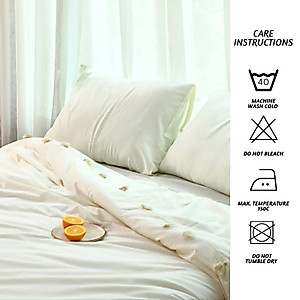 Folkulture Bed Linen Set, Queen - 100% Cotton Ultra Soft Duvet Cover, 3 Pieces Set with 2 Pillow Shams (Oatmeal, Solid)