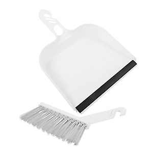 BUTIFULSIC 1 Set Mini Table Broom Portable Broom and Dust Pan Messes Dustpan Mini Dust Pan Mini Dustpan Broom and Dustpan Stand up Broom Multi-Function Whisk Broom Cartoon Broom Plastic White