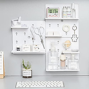 WskLinft 1 Set Kitchen Shelf Save Space Punch Free Bedroom Hanging Wall Pegboard Storage Rack Decor for Home White
