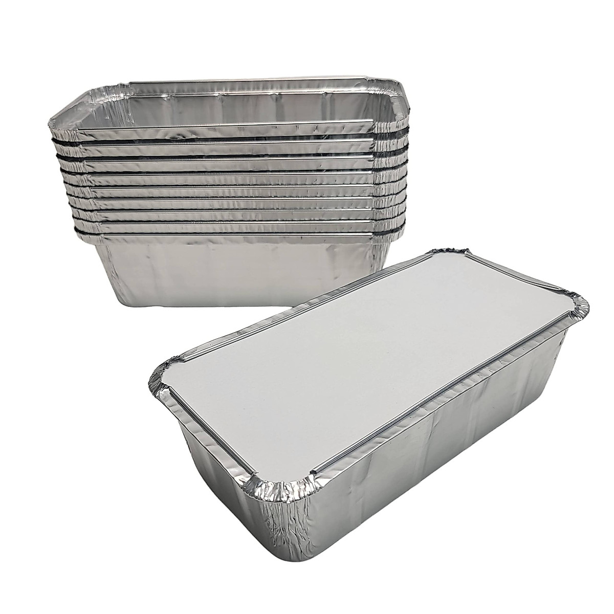 D&W Fine Pack Disposable 2 lb. Aluminum Foil Closeable Loaf Pan with Board Lid - 33 Ounces - Perfect for Baking Breads, Cakes, Food (Pack of 500)