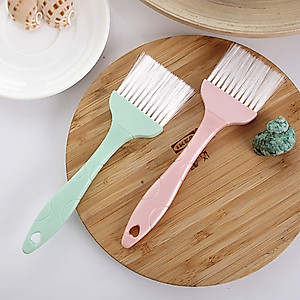 Nylon Bristle Pastry Brush Plastic Grip for Basting, Baking, Cooking Food Brush, Green, Pink