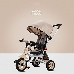 SZNWJ Ygqtbc Children's Tricycle,Children's Tricycle Bicycle Baby Stroller 1-5 Years Old Baby Stroller Child 3 Wheel Bicycle,Protective Awning(Color : Gold)