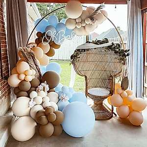 Blue Brown Balloons Teddy Bear Baby Shower Garland Arch Kit Decorations with 147Pcs Blush White Sand Balloon for Jungle Safari Woodland Themed Wild One 1st Birthday Wedding Thanksgiving Boho Party