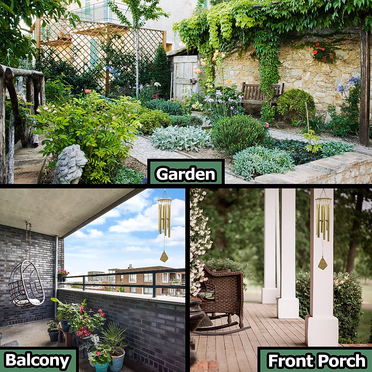 LUXULLAN 32'' Rustic Gold Wind chimes outdoor clearance, Windchimes in memory of a loved one, condolences gift for loss, sympathy memorial wind chimes for outside