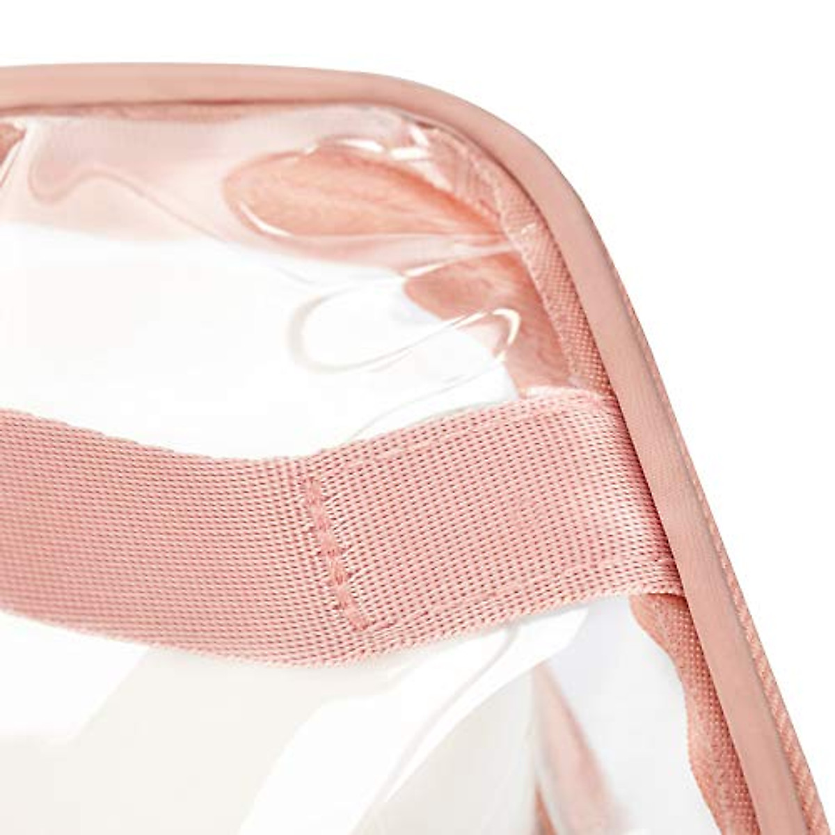 HAOGUAGUA Tsa Approved Clear Travel Toiletry Makeup Bags with Zipper and Handle Waterproof Transparent PVC Cosmetic Bag (Medium, Pink)