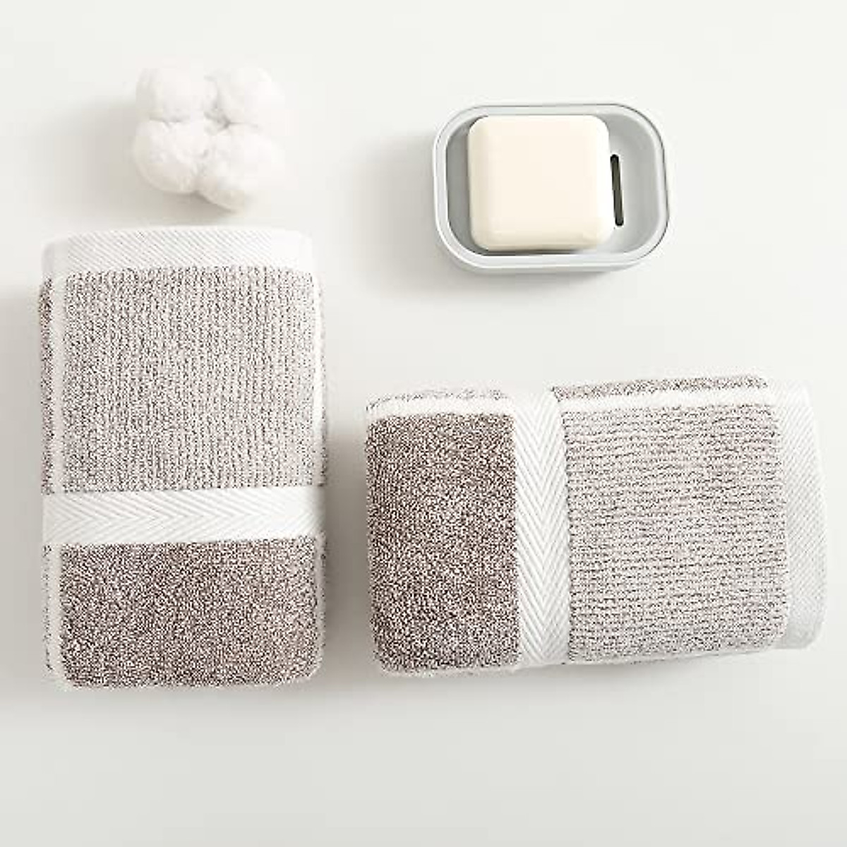 sense gnosis Summer Grey Hand Towel Set of 2 Soft 100% Cotton Checkered Pattern Terry Absorbent Decorative Hand Towel for Bathroom 13x 29 Inch