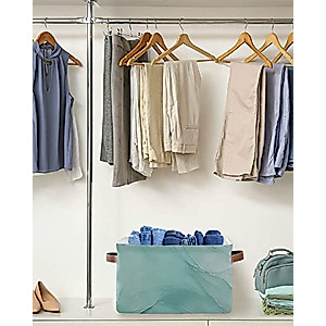 Large Storage Baskets Bins Green Marble Collapsible Storage Box Laundry Organizer for Closet Shelf Nursery Kids Bedroom Aqua Nature Stone Agate