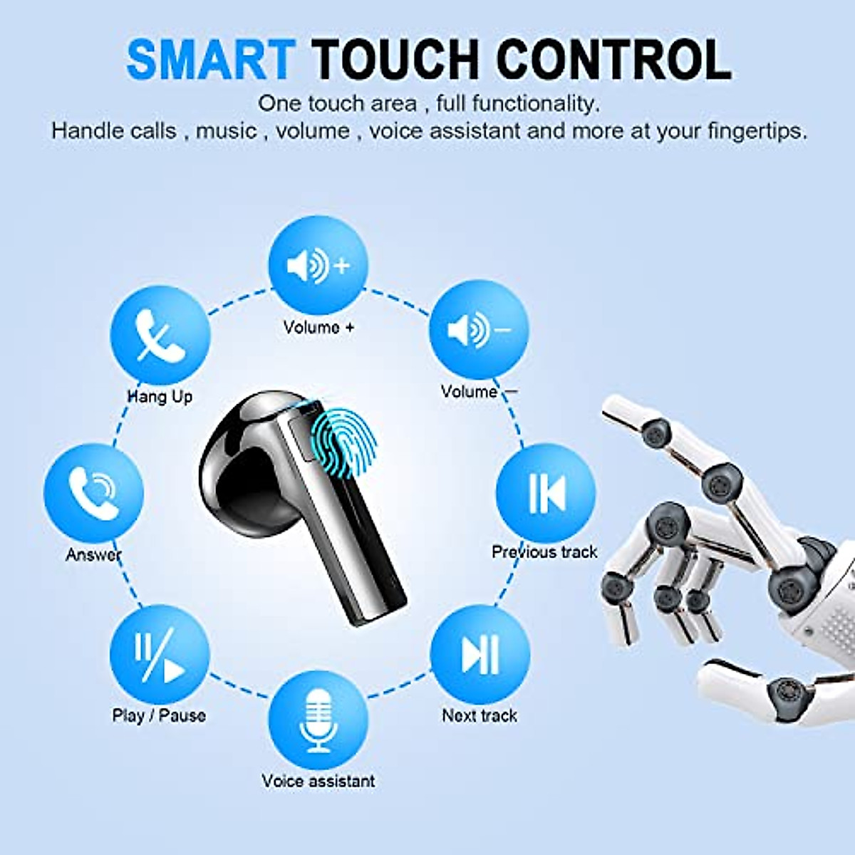 MAXROCK True Wireless Earbuds,TWS Bluetooth Headphones Stereo Powerful Sound TWS Earphones,30H Playtime,Sweat Proof Dual Bluetooth 5.2 Headset with Built-in Mic for Sports,Transparency Black (Black)