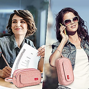 AOREGRE Pencil Case Big Capacity Pencil Bag School Pencil Case Portable Office Stationery Makeup Bag College Supplies School College Office Organizer for Student Teens Girls Adults - Pink