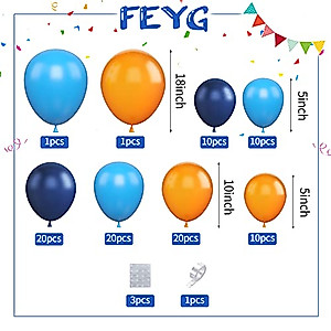 Blue Balloons Garland Arch Kit, Navy Blue Orange Balloon Arch Kit, Blue Orange Latex Balloons Party Balloons For Birthday Decoration Wedding Baby Shower Engagement DIY Decoration Party Supplies