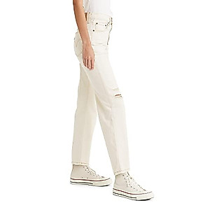 Levi's Women's Snap Ribcage Straight Ankle Jeans, (New) White Destructed, 24