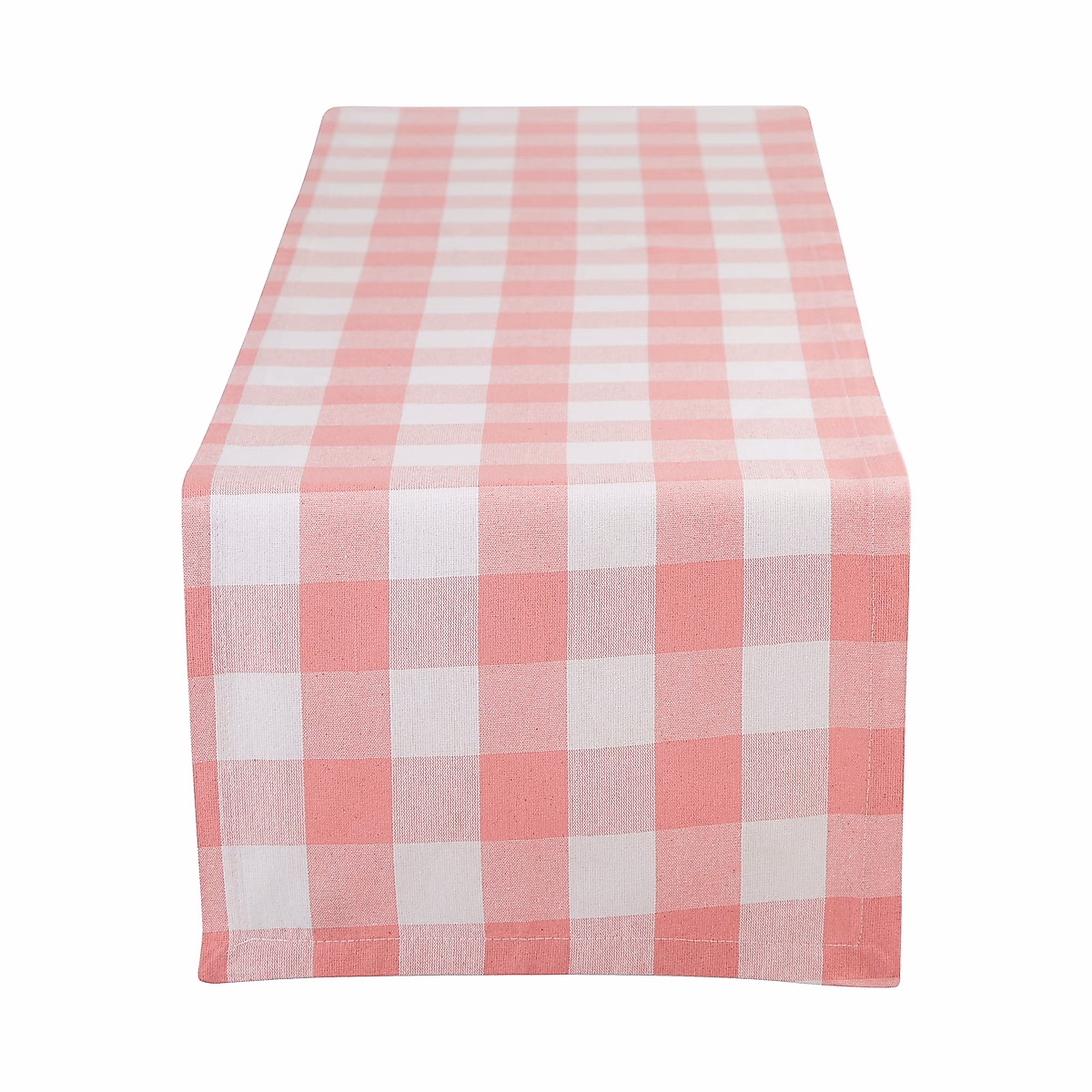 DII Buffalo Check Collection, Classic Farmhouse Table Runner, 14x72, Pink & White
