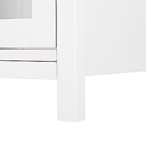 Karl home 4-Tier Bookcase Storage Cabinet, Freestanding Bookshelf with 4 Acrylic Doors 1 Drawer, Kitchen Pantry Bathroom Cabinet for Office Bedroom Dining Living Room, White 29.13" Lx13.78 Wx70.87 H