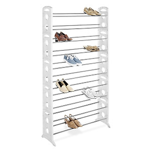 Whitmor Floor 50 Pair Shoe Tower 10 Tier White