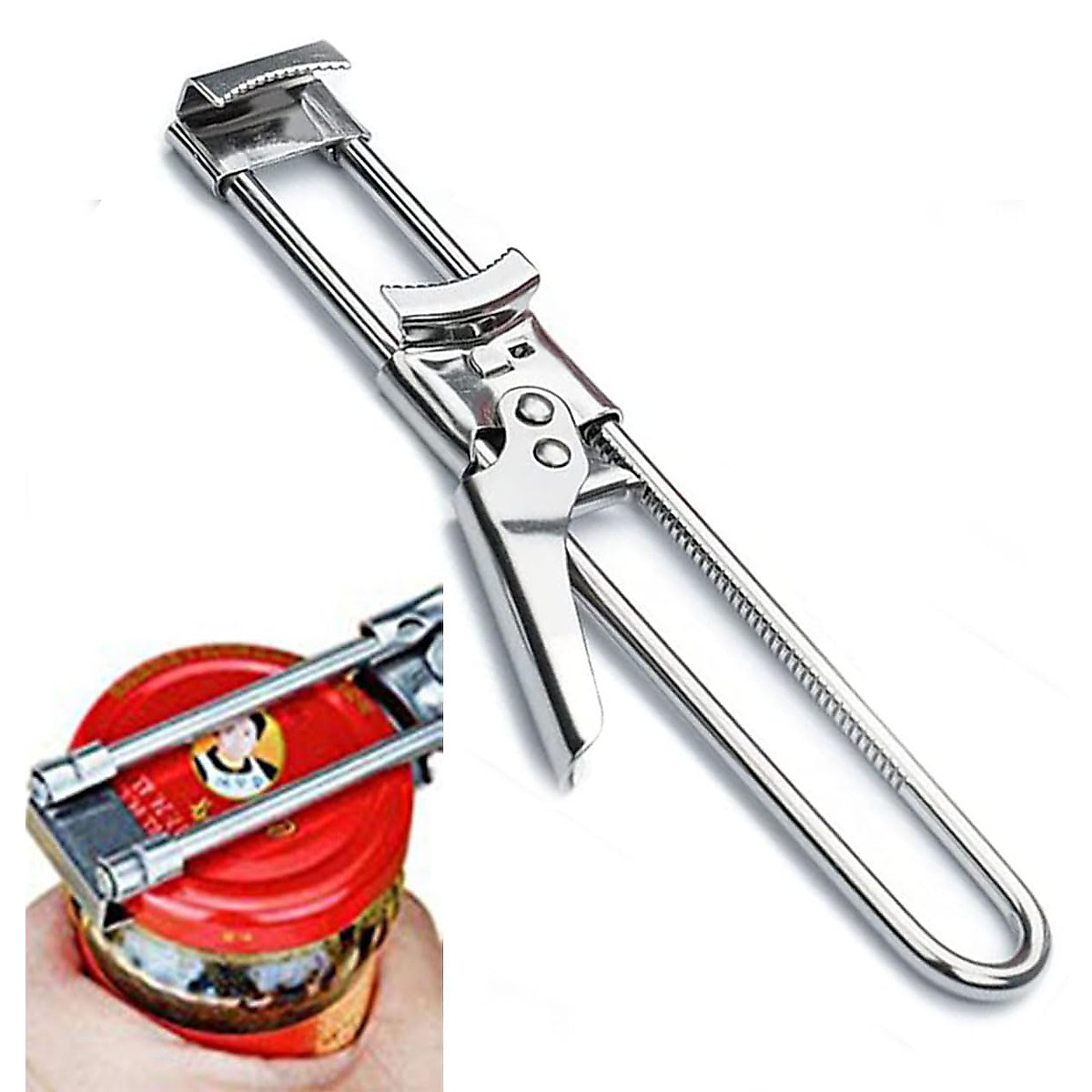 Master Opener Adjustable Jar & Bottle Opener, Adjustable Multifunctional Stainless Steel Can Opener Jar Lid Gripper, Manual Jar Bottle Opener Kitchen Accessories