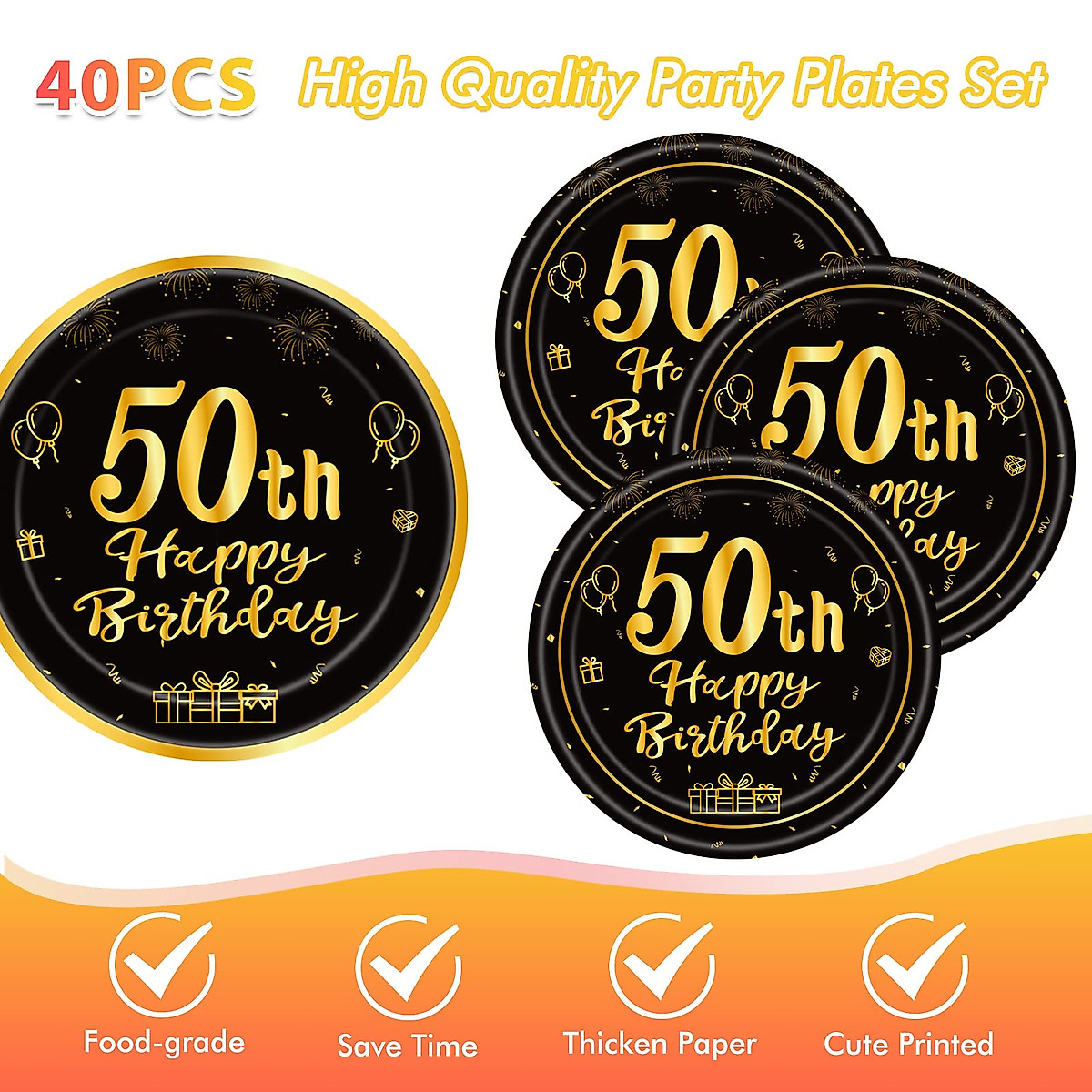 Juhap 41Pcs 50th Birthday Decorations Back in 1973 50th Wedding Anniversary Decorations for Men Women 50 Years Theme Party Supplies Tableware Set Includes Plates Napkins and Tablecloth, Service for 20