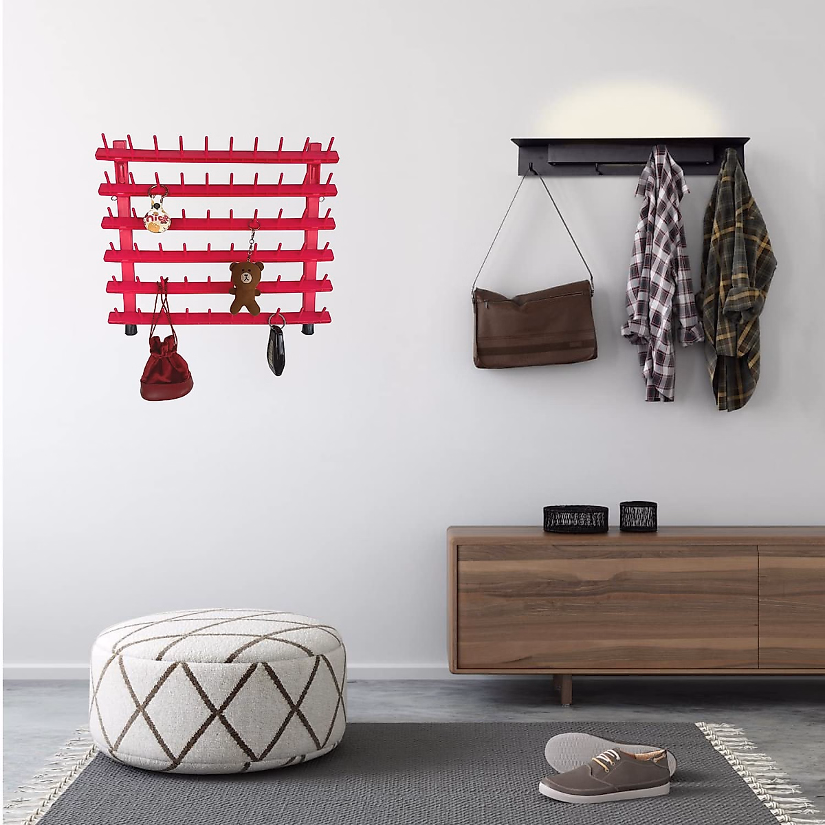 lightmay Braiding Hair Rack - Hair Extension Holder with 120 Pegs Multifunction Braiding Hair Holder Time Saving Extension Holder (120 Pegs, rose red)