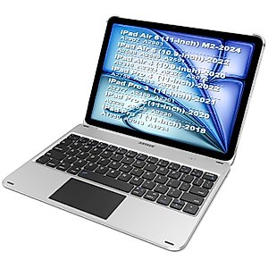 Arteck iPad Air 2024 11-inch/Air 10.9-inch/Pro 2022 Keyboard Case with Trackpad, Bluetooth Keyboard with Folio Full Protection Case and Touchpad for Apple iPad Air 2024 11inch with Swivel Rotating